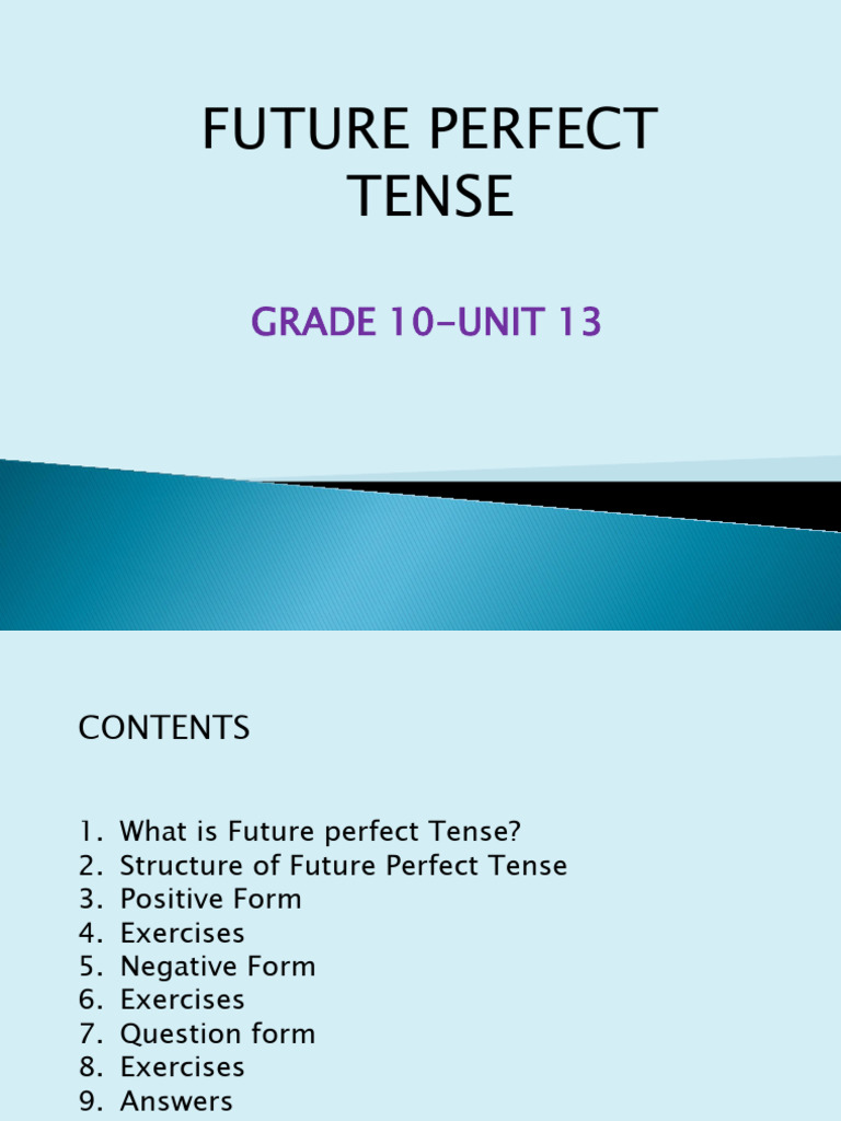 Future Perfect Tense - Unit 13 | PDF | Verb | Languages