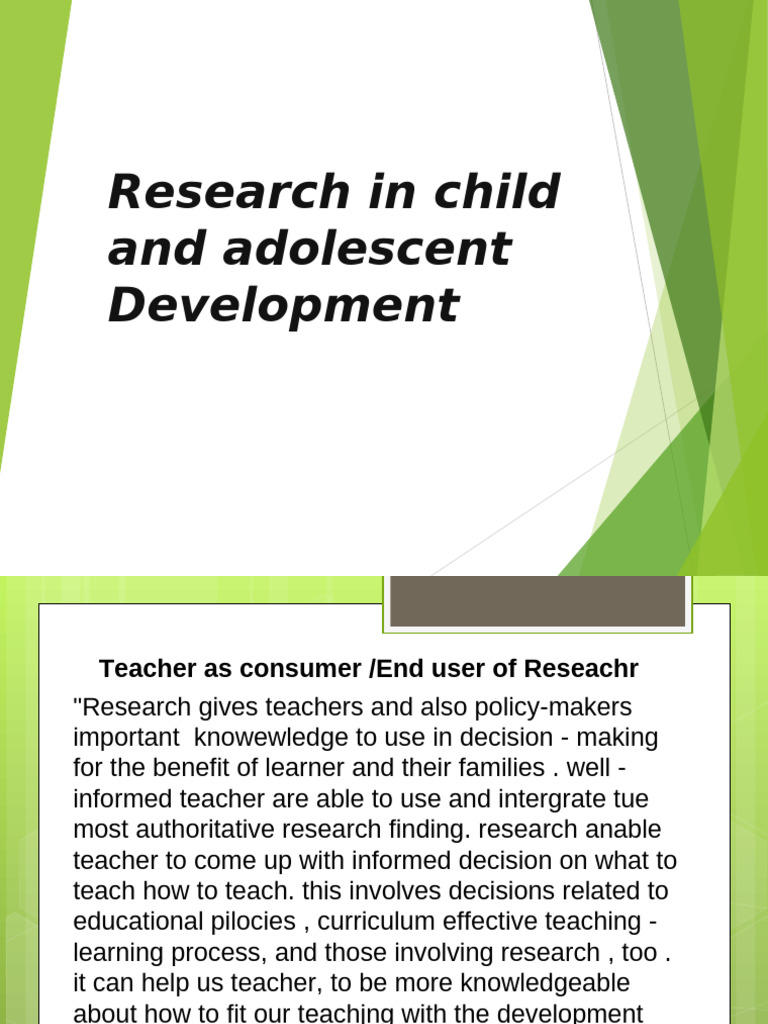 Research in Child Adolescent Development | PDF | Experiment | Teachers