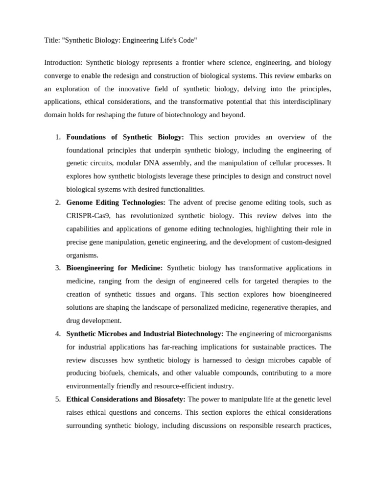 Synthetic Biology | PDF | Biotechnology | Nature