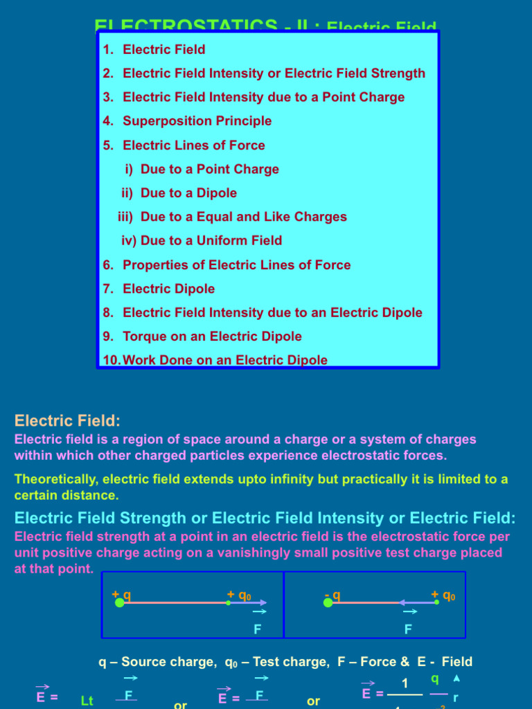 Class 12 Physics Ppt's All Chapters | PDF | Electric Field | Force