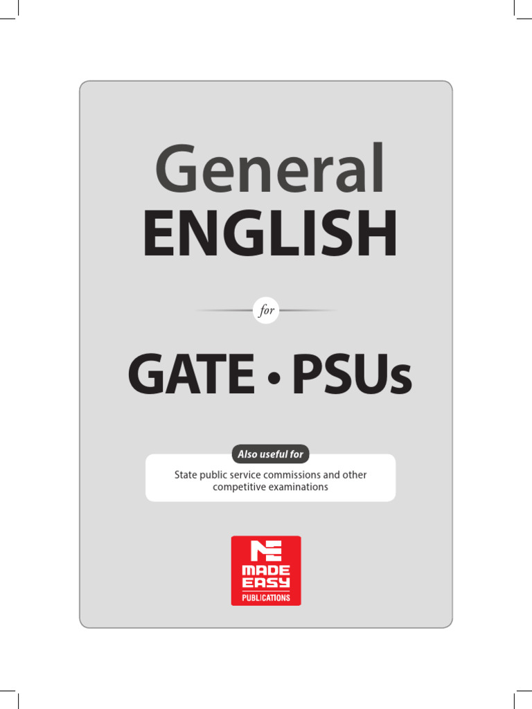 General English GATE Book - 2024 | PDF | Verb | Grammatical Tense