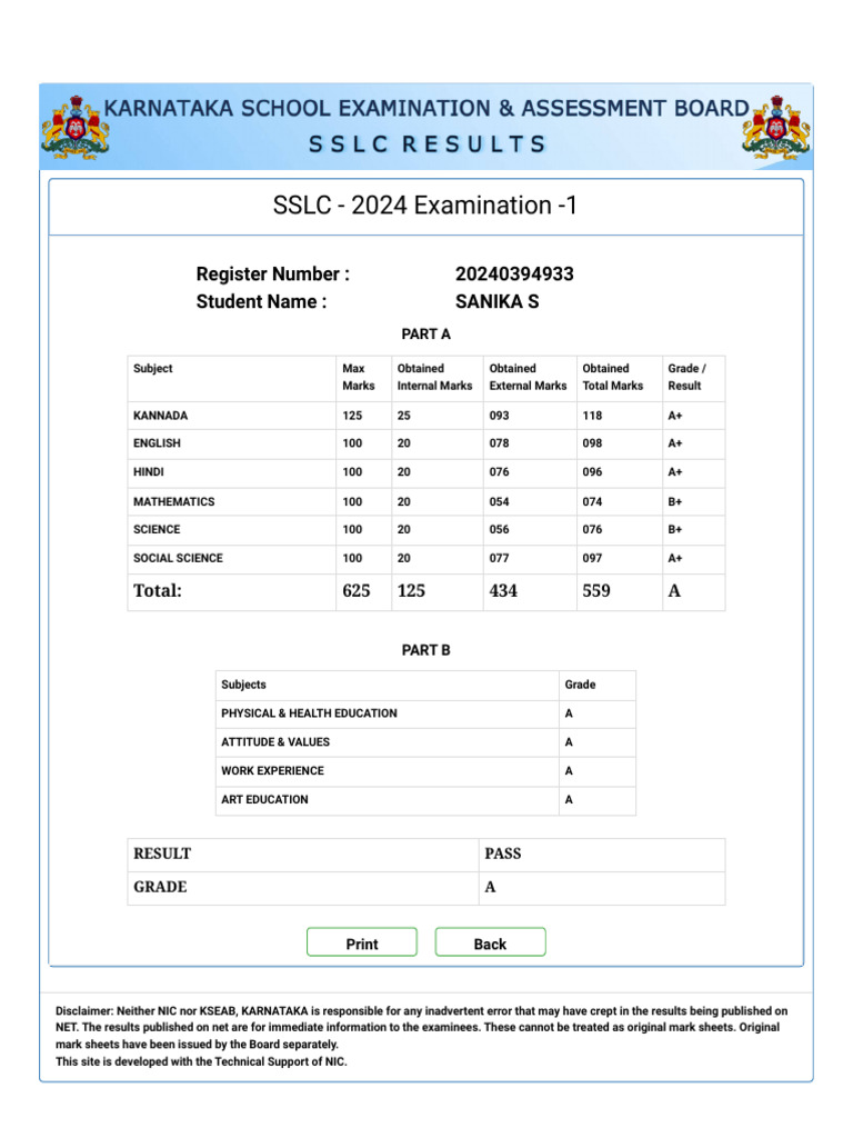 SSLC - 2024 Examination 1 Result | PDF | Student Assessment And ...