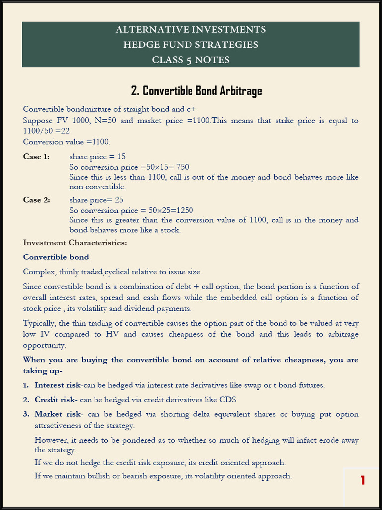 5. Alt. Investments- Hedge Fund Strategies Class 5 Notes | PDF | Bonds ...