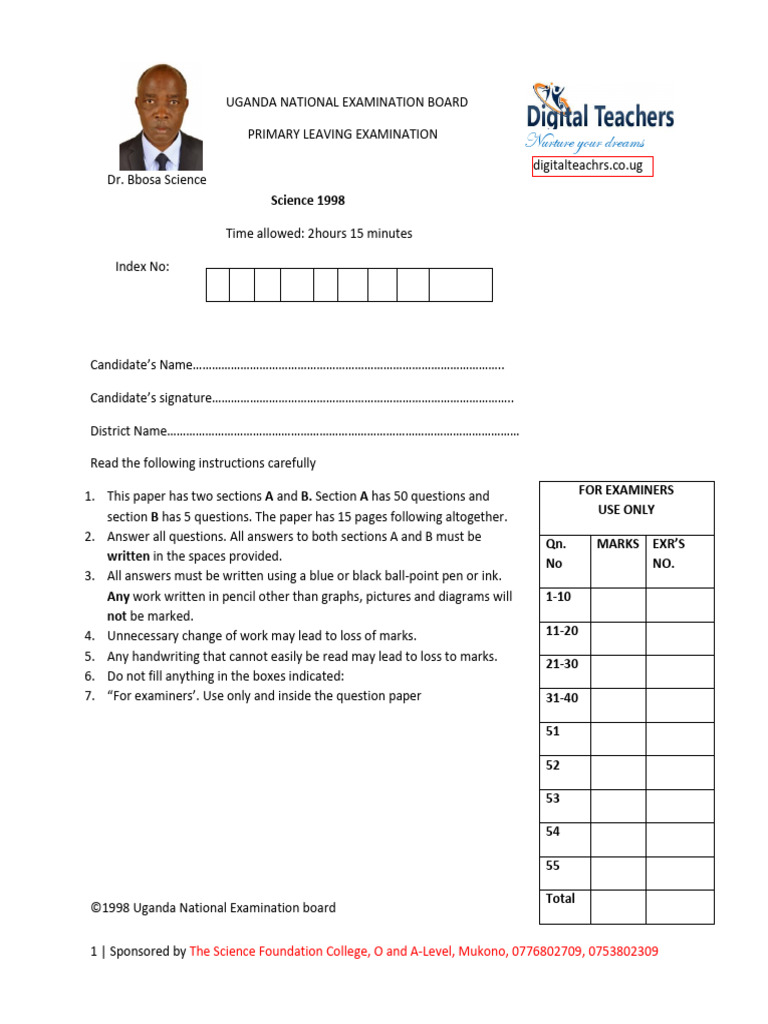 SCIENCE-1998-PLE-QUESTIONS-WITH-ANSWERS-UNEB-PAST-PAPER-REVISION-GUIDE ...