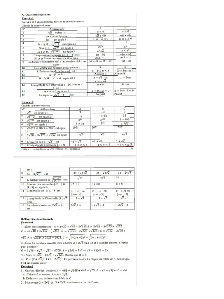 EXERCICE DE MATHS PRINCE | PDF