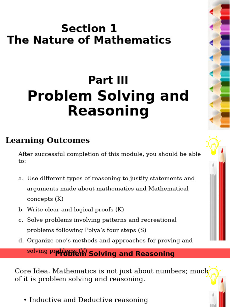 MMW Module3 Problem Solving and Reasoning 1 | PDF | Mathematical Proof | Inductive Reasoning