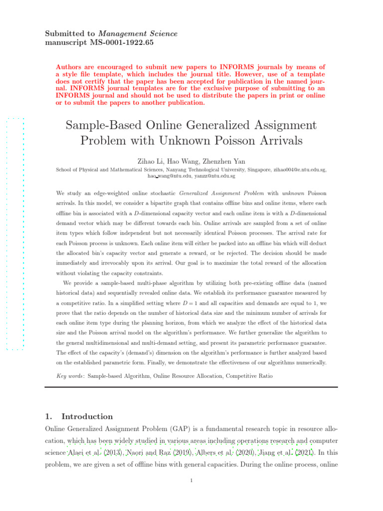 Sample-Based Online Generalized Assignment Problem With Unknown Poisson ...