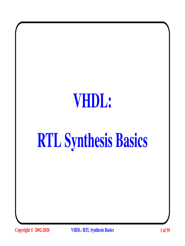 VHDL RTL Synthesis Basics | PDF | Vhdl | Logic Synthesis