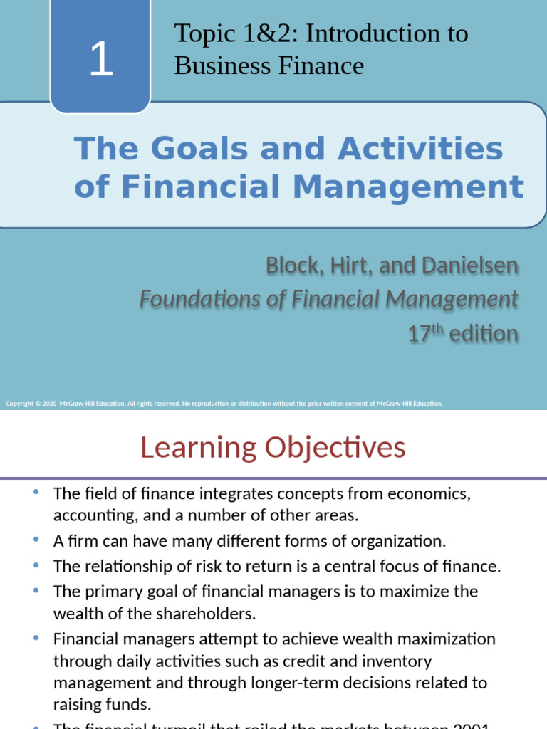 Topic 1 - 2 - Introduction To Business Finance - BLOCK - FFM - 17e ...