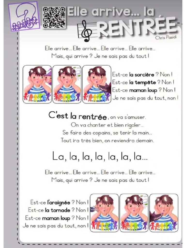 Chanson Elle Arrive La Rentrée PDF | PDF