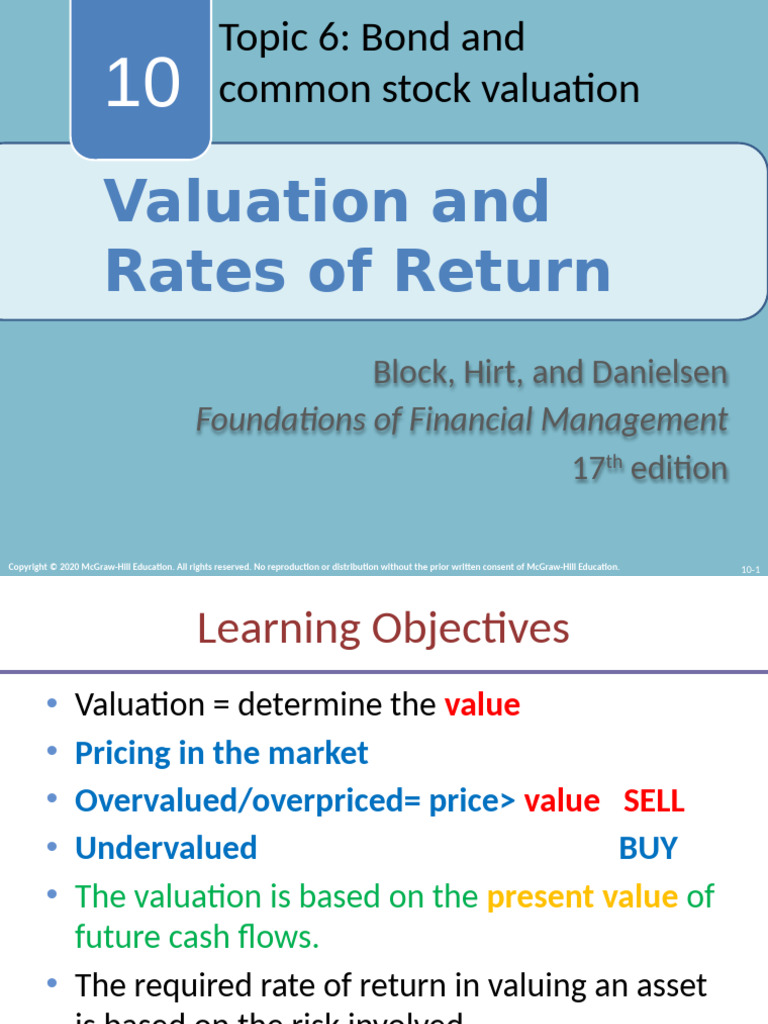 Topic 6 - Bond and Common Stock Valuation - BLOCK - FFM - 17e - Chap010 - PPT | PDF | Present ...