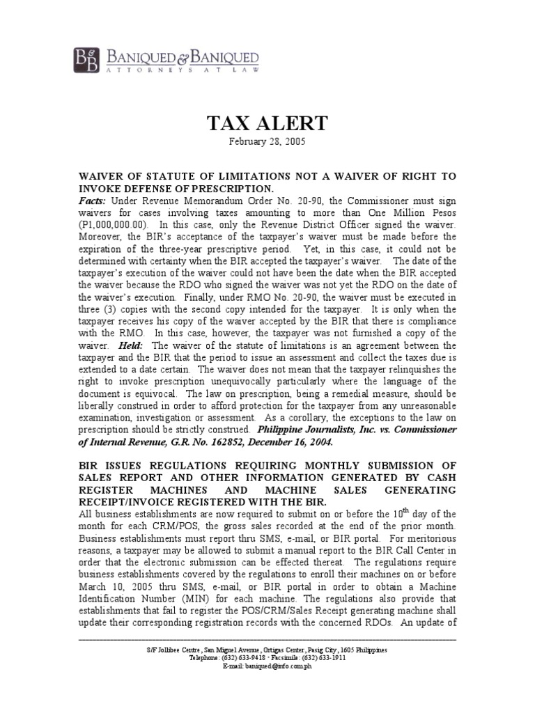 Tax Alert - 2005 - Feb | PDF | Invoice | Value Added Tax