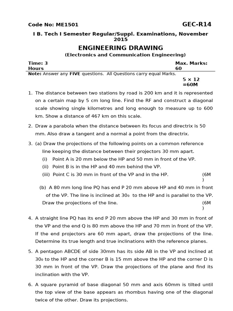 Engineering Drawing(ECE) | PDF | Analytic Geometry | Geometric Shapes