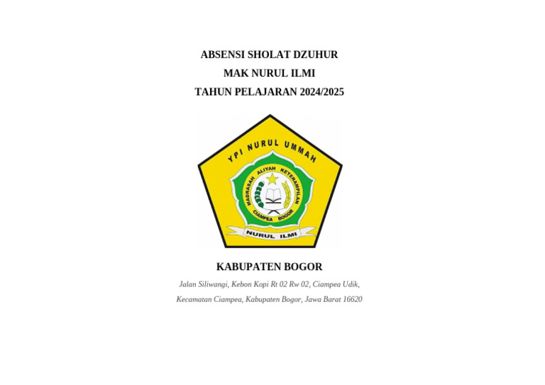 Cover - Absensi Sholat Dzuhur | PDF