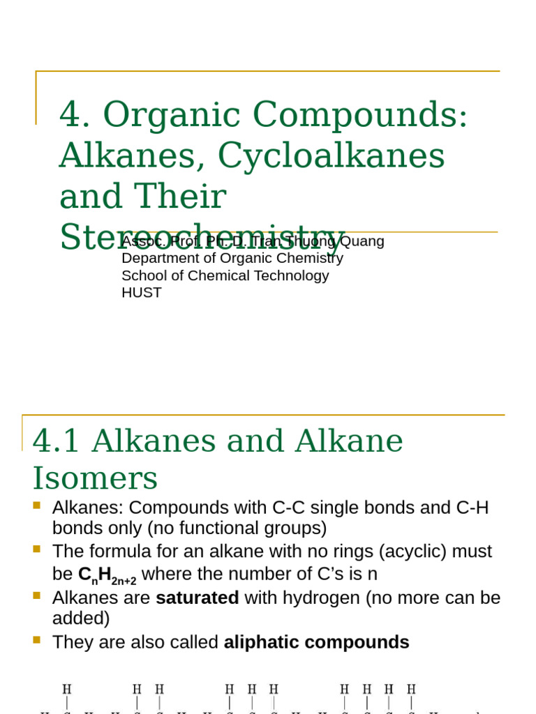 Chapter 04 Alkanes - Cycloalkanes | PDF | Conformational Isomerism | Alkane
