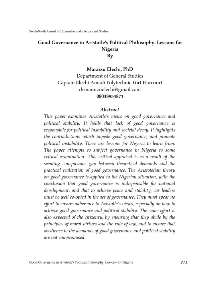 16 Good Governance in Aristotles Political Philosophy Lessons For ...