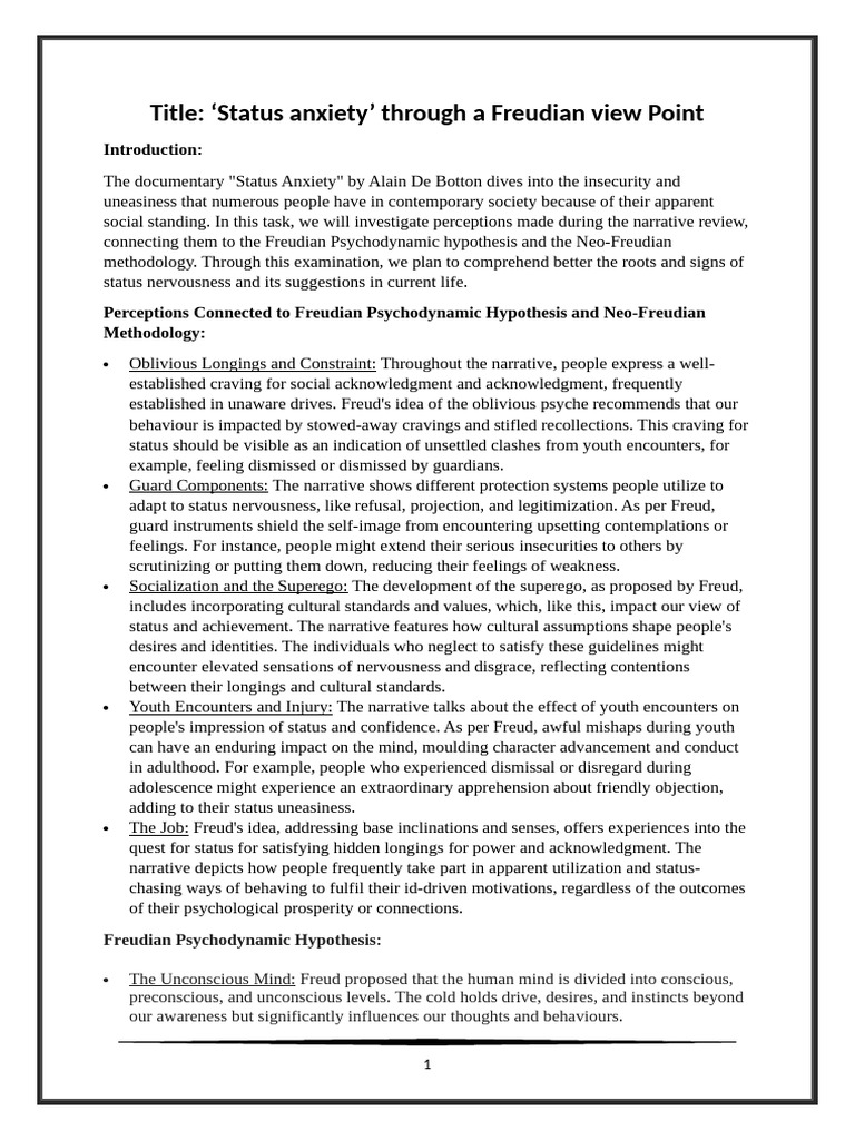 psychology project | PDF | Id | Unconscious Mind