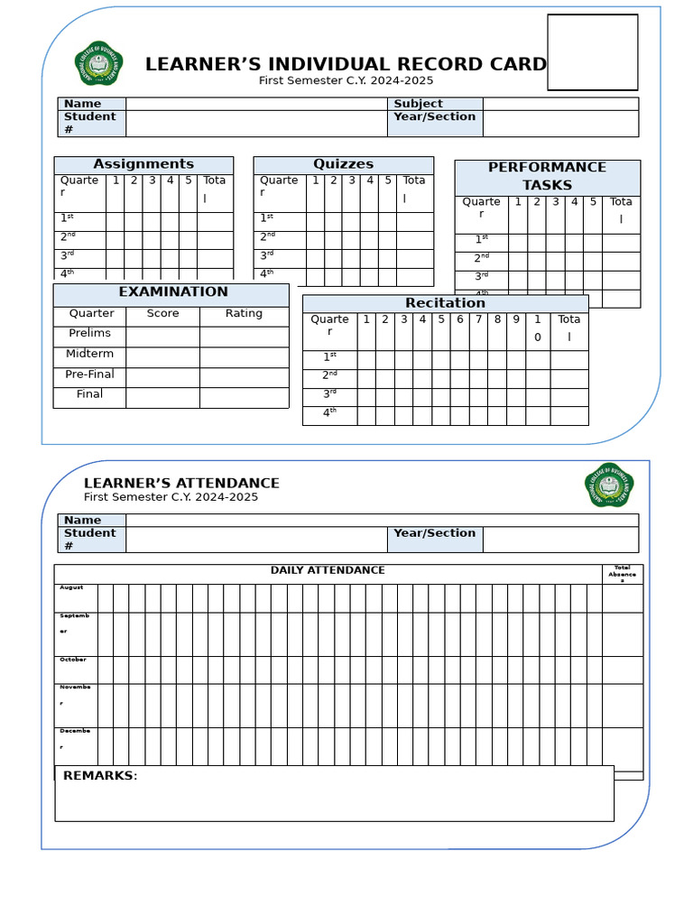 Learners Individual Record | PDF