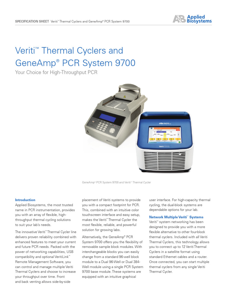 9700_PCR_catalogue | PDF | Polymerase Chain Reaction | Usb