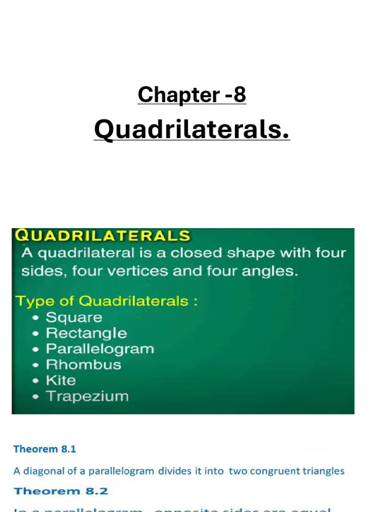 Chapter - 8-Quadrilaterals Ex. 8.1 | PDF