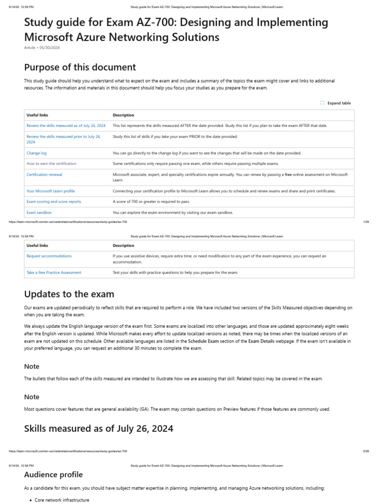 AZ-700 Exam Guide for Azure Engineers | PDF | Computer Network | Microsoft Azure