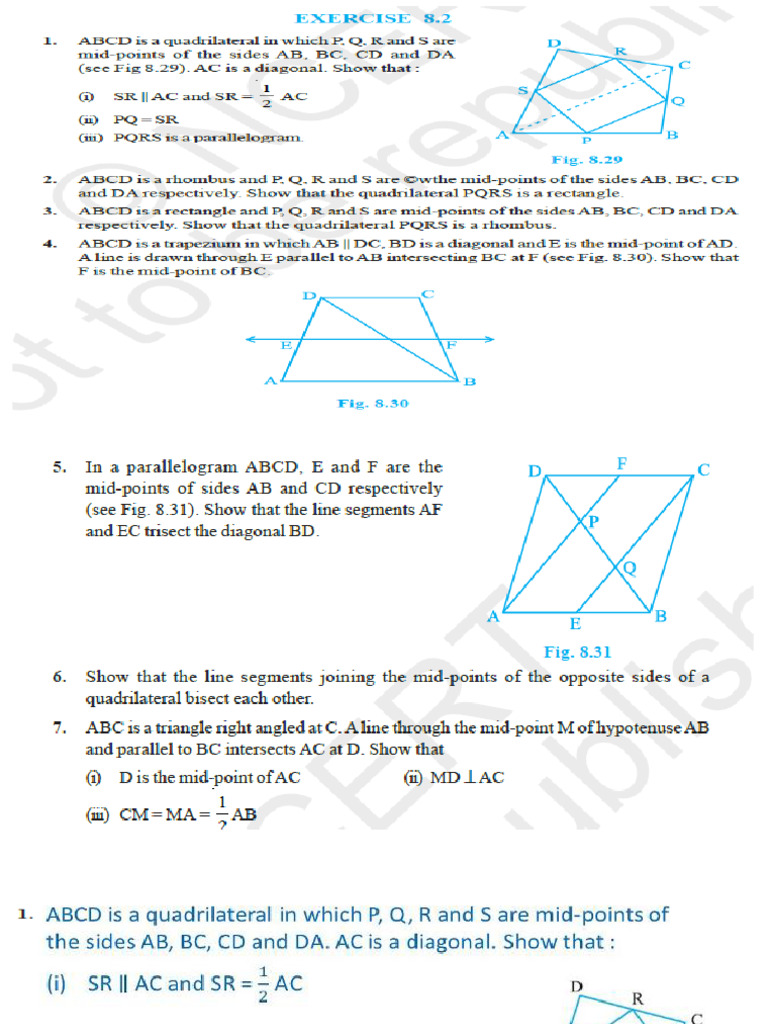 Chapter - 8-Quadrilaterals Ex. 8.2 - Answers | PDF