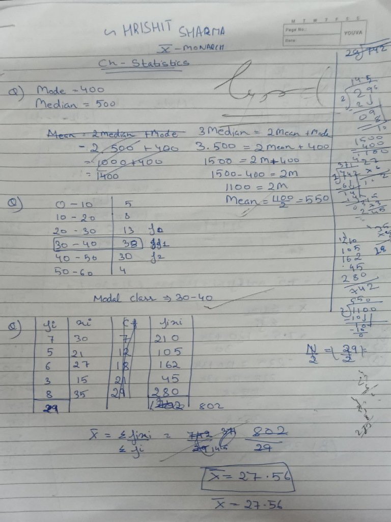 Statistics Revision Test | PDF