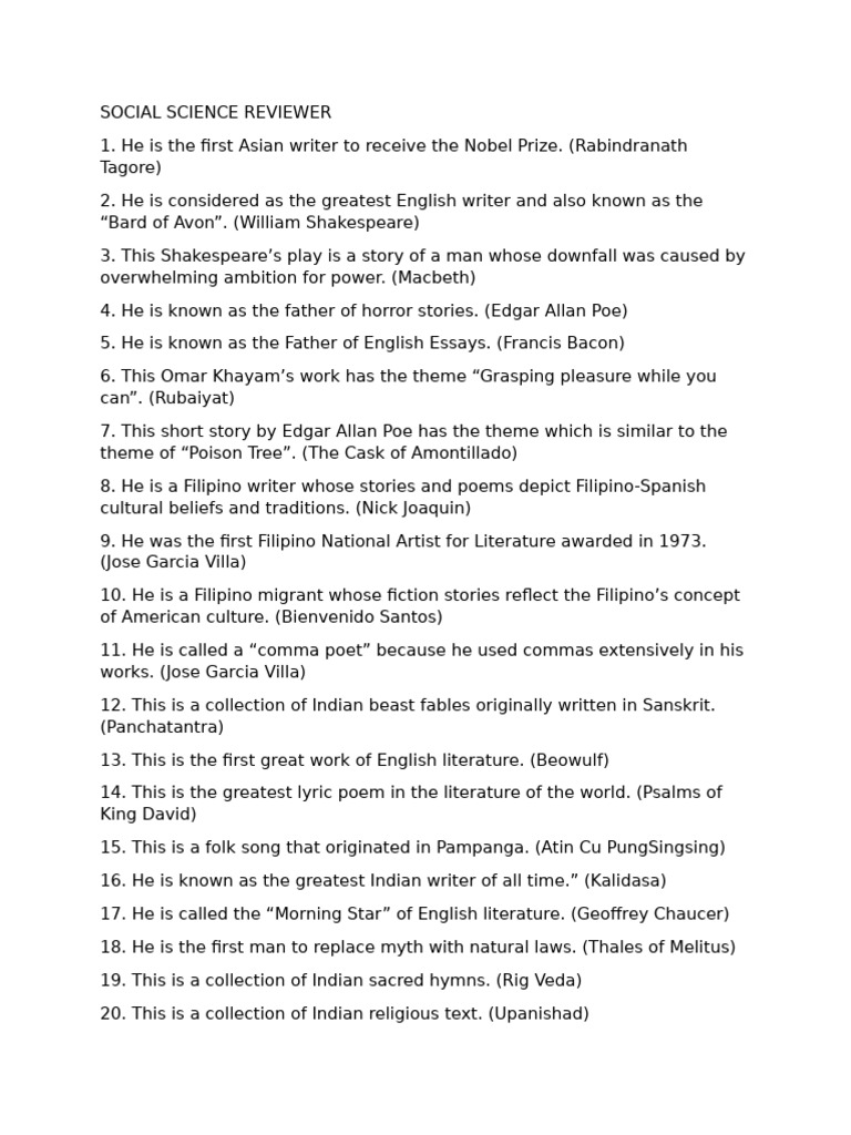 SOCIAL SCIENCE notes with answer | PDF | Poetry | English Literature