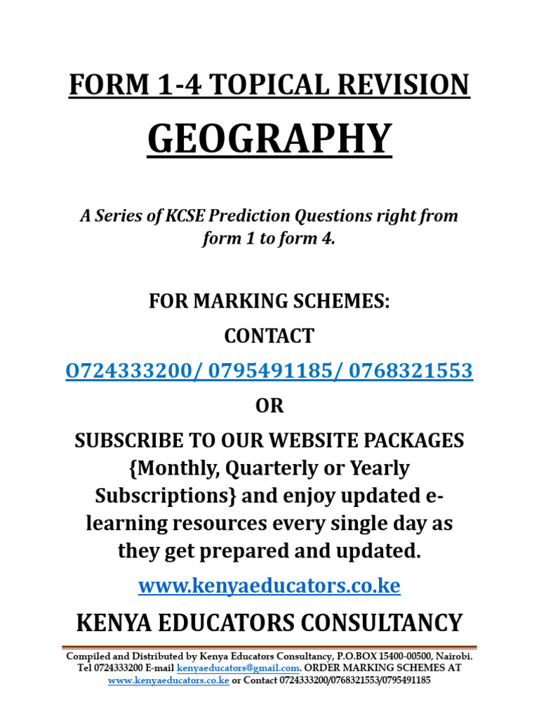 Kcse Geo (f1-4) Topical Revision | PDF | Plate Tectonics | Mining