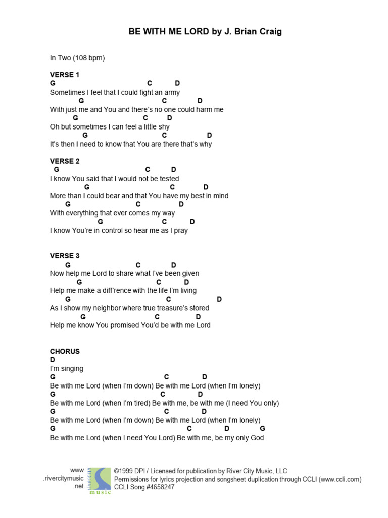 Be With Me Lord - J. Brian Craig Lyrics | PDF