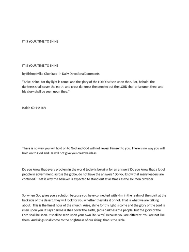 Is Your Turn To Shine A Sermo | PDF