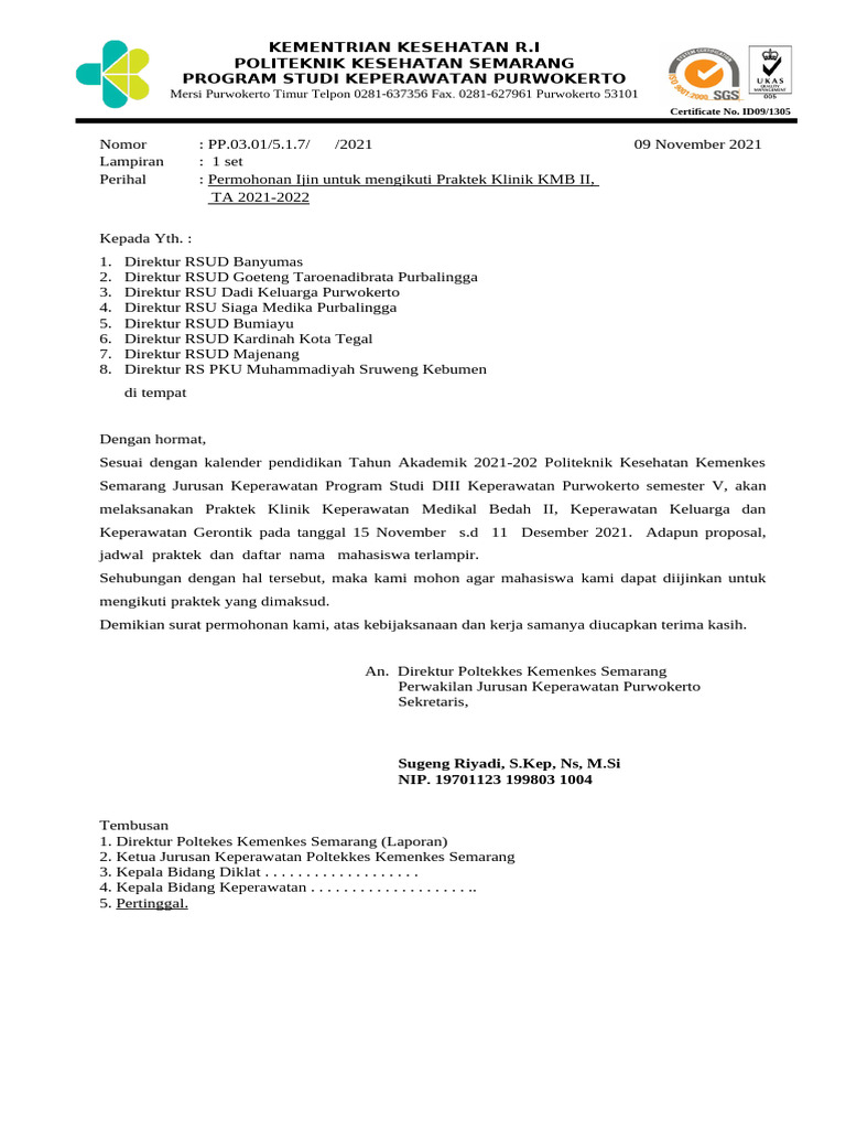 Ijin Praktek PKK KMB 2 Ta 2021-2022 | PDF