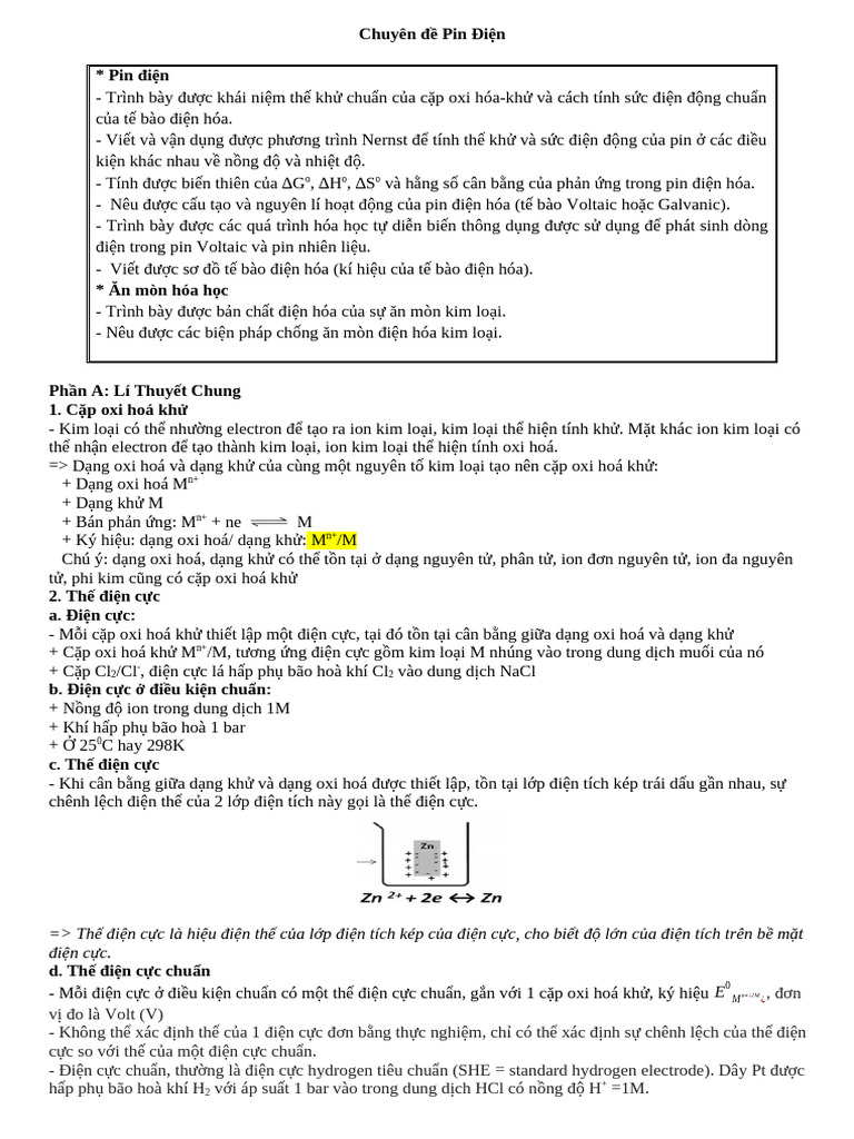 HSG 12 - Chuyên Đề Pin Điện Hoá | PDF