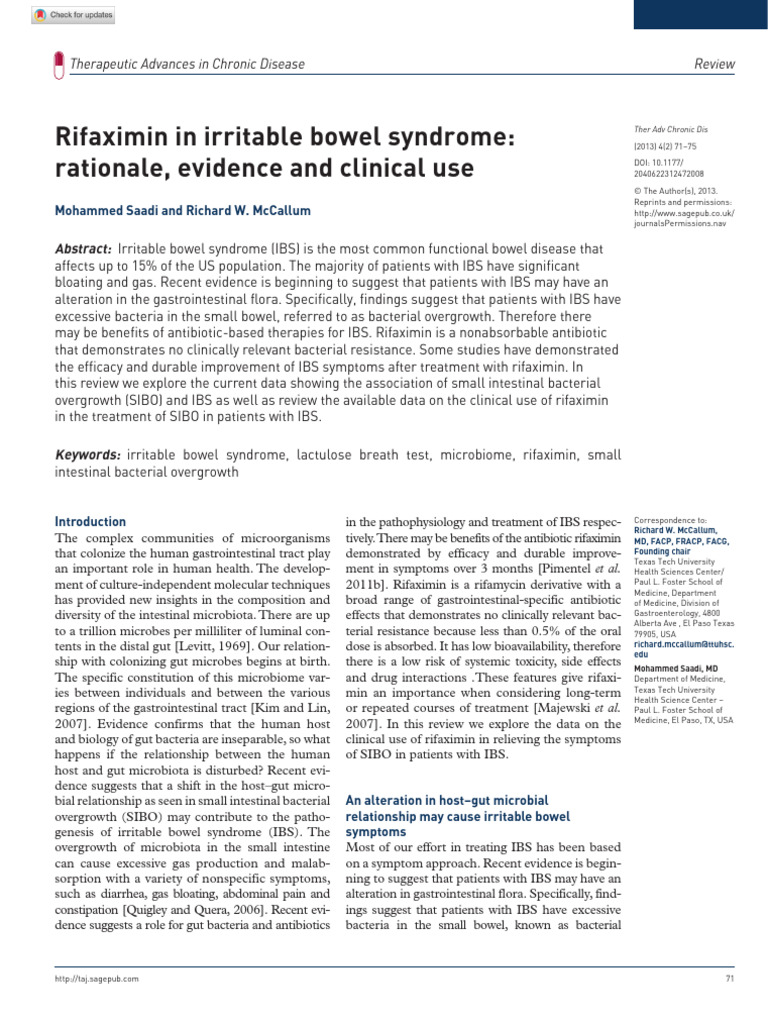 Rifaximin's Role in IBS Treatment | PDF | Irritable Bowel Syndrome ...