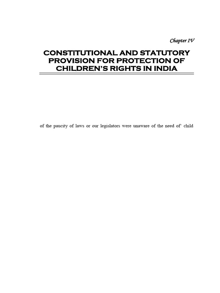 Constitutional and Statutory Provision For Protection of Children'S ...