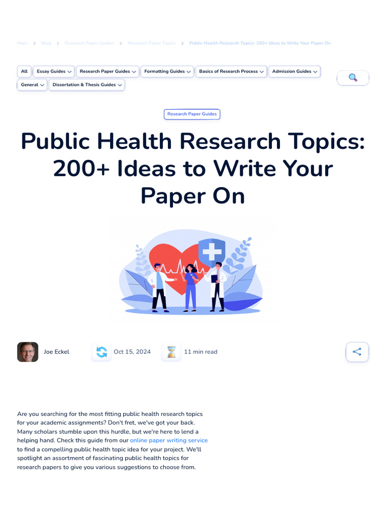 Public Health Research Topics Guide | PDF | Public Health | Health Care