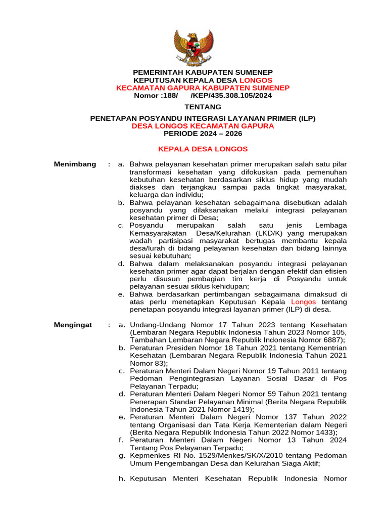 Draf SK Posyandu Ilp | PDF