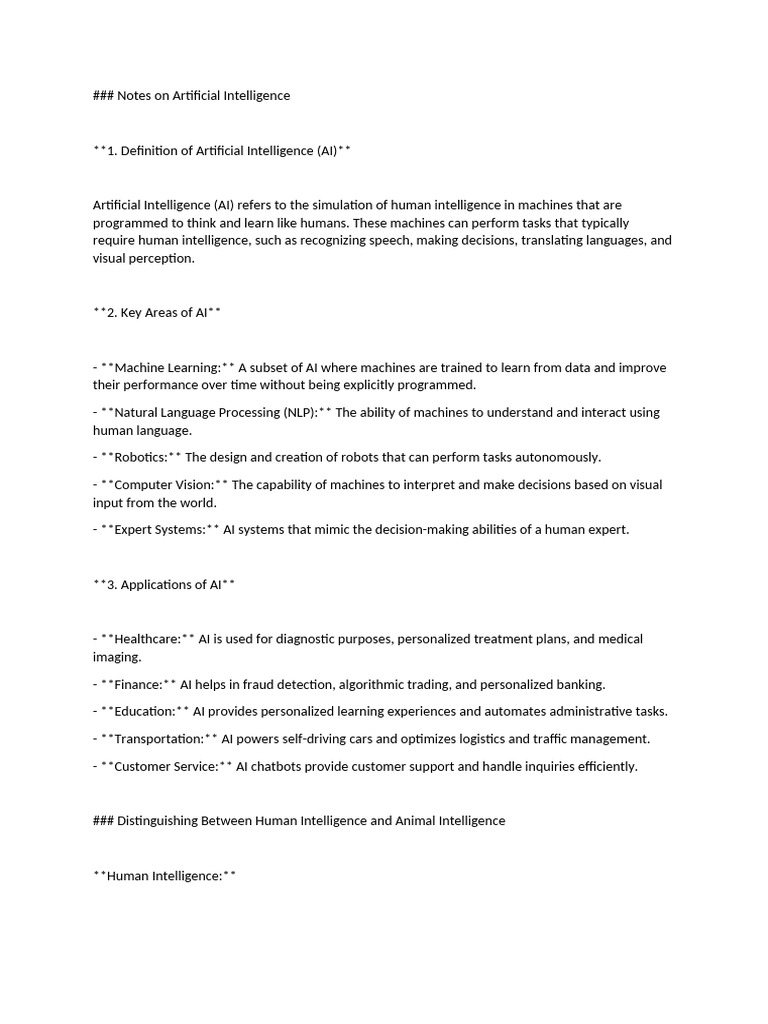 Notes On Artificial Intelligence | PDF | Artificial Intelligence ...