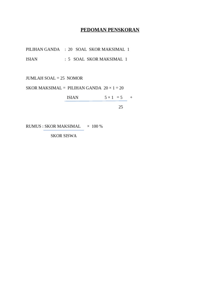 Pedoman Penskoran | PDF