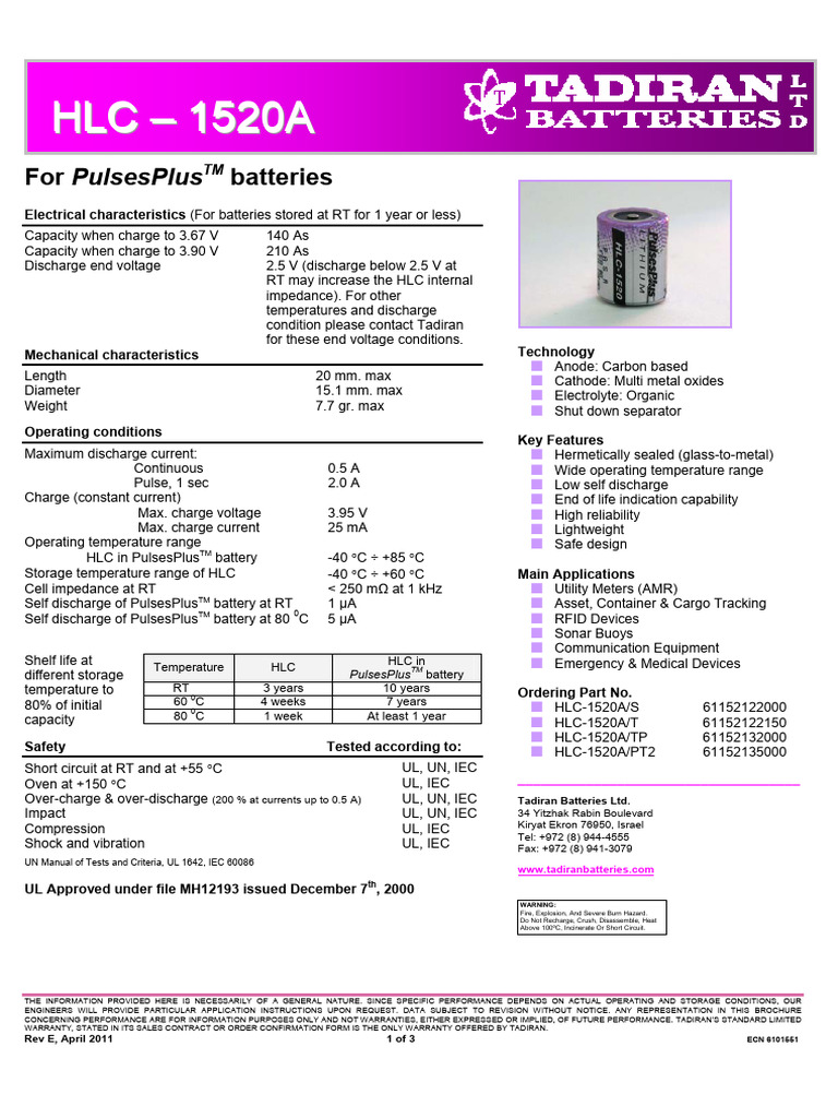 HLC-1520a | PDF | Electricity | Energy Storage