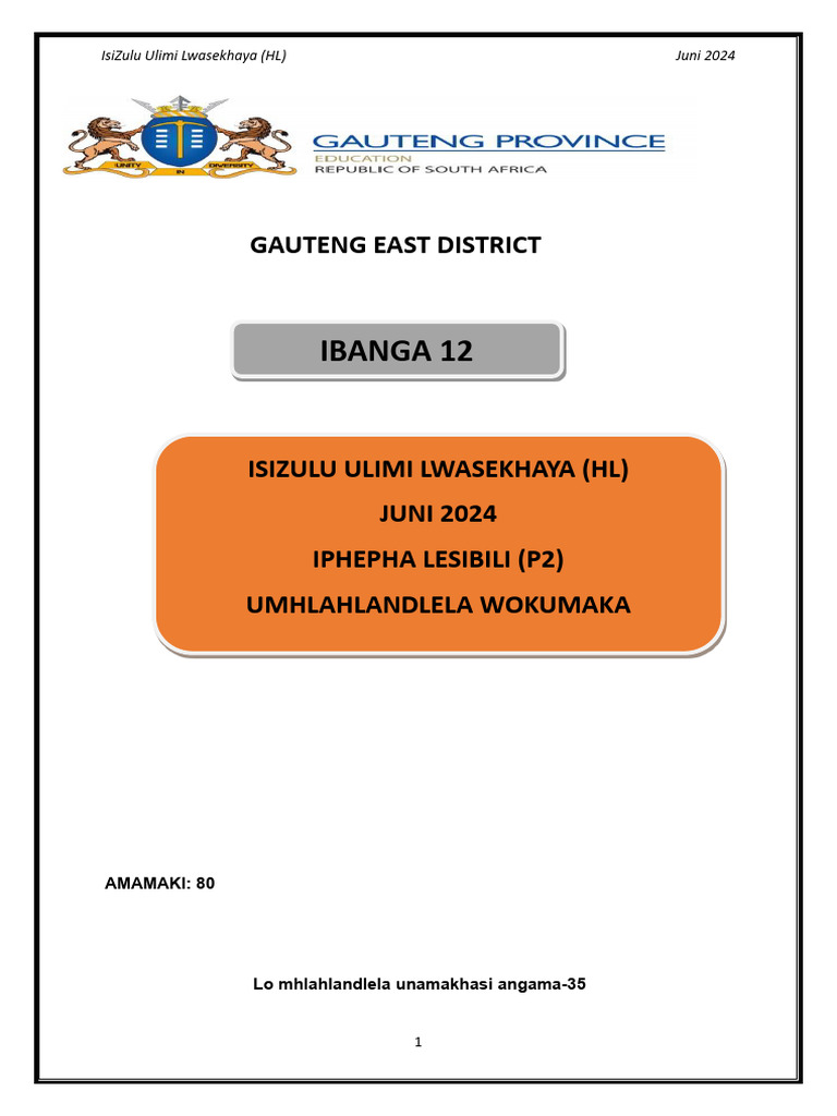 Isizulu HL GRD 12 p2 GRD 12 Memo 2024 May-June | PDF Isizulu HL GRD 12 p2 GRD 12 Memo 2024 May-June | PDF