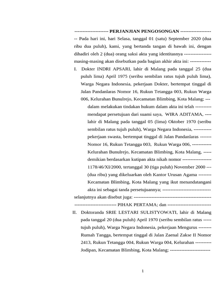 Akta Di Bawah Tangan Tanpa Saksi | PDF