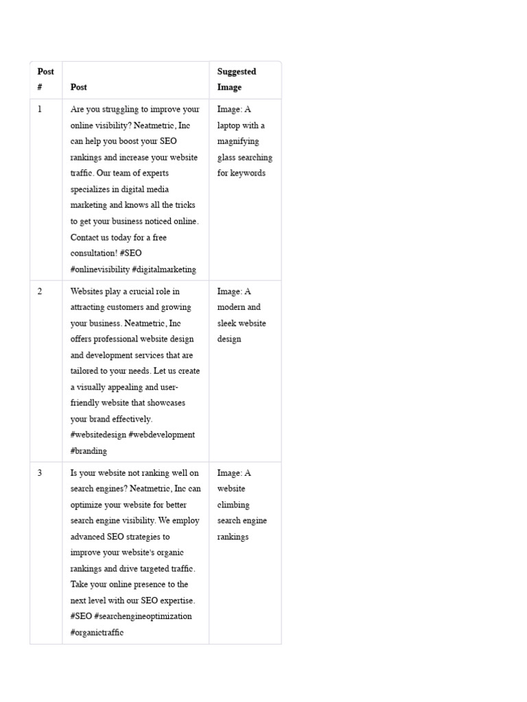 SEO Social Media Calendar | PDF | Web Development | Search Engine ...