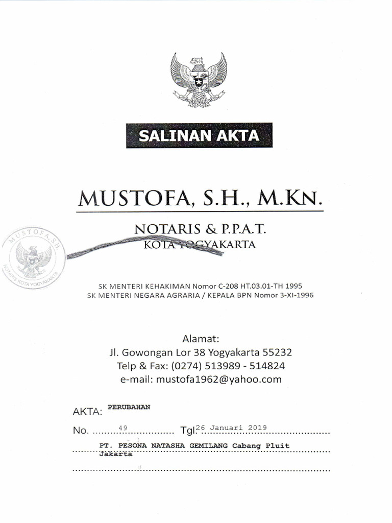 1.1.3 Akta Perubahan II JKT06 | PDF