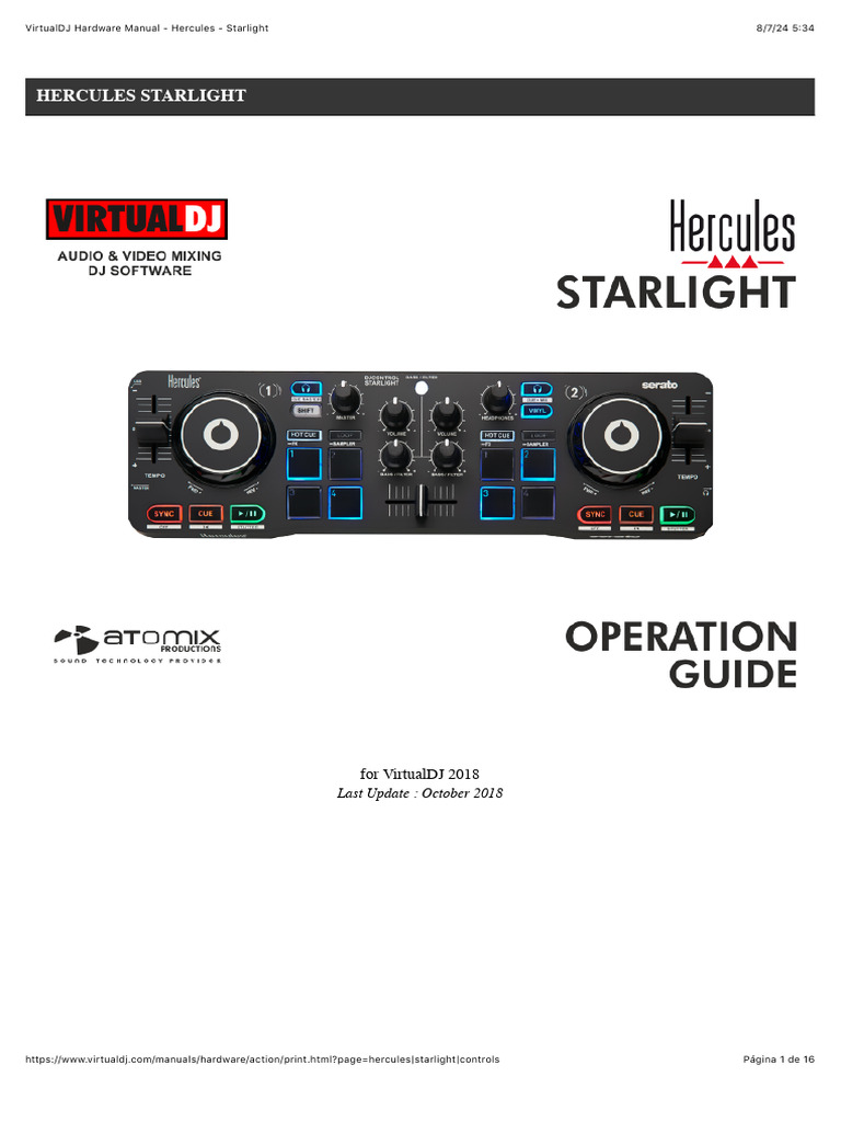 VirtualDJ Hardware Manual - Hercules - Starlight | PDF | Equalization (Audio) | Computer Engineering