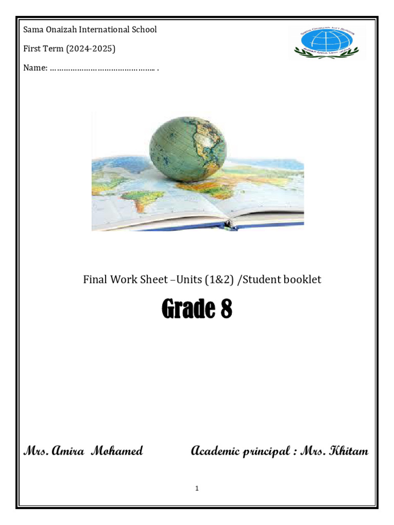 Social Final Work Sheet G8 1st Term - Model Answers | PDF | Umar | Caliphate