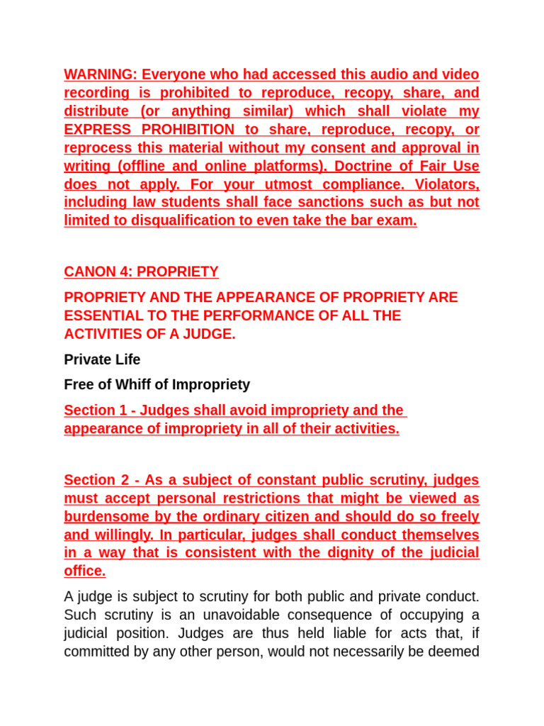 Blje Judicial Conduct Canon 4 | PDF | Lawyer | Judge