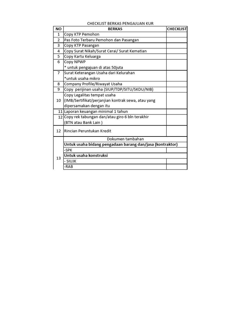 Checklist Kur Perorangan | PDF | Hukum