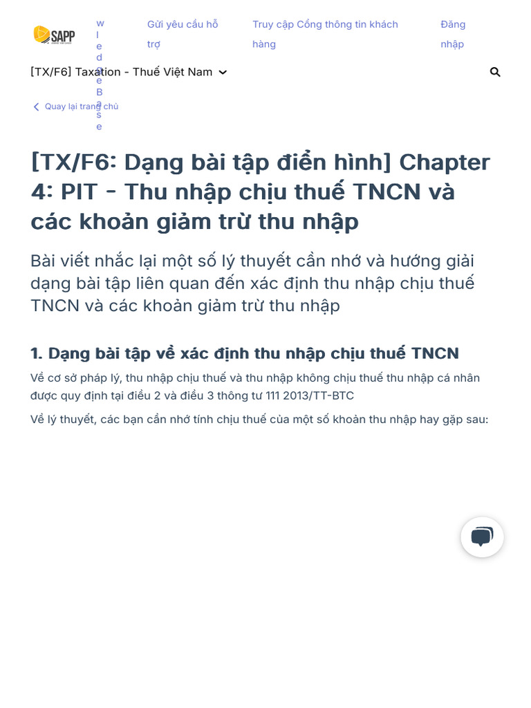 (TX:F6: Dạng Bài Tập Điển Hình) Chapter 4: PIT - Thu Nhập Chịu Thuế TNCN Và Các Khoản Giảm Trừ ...