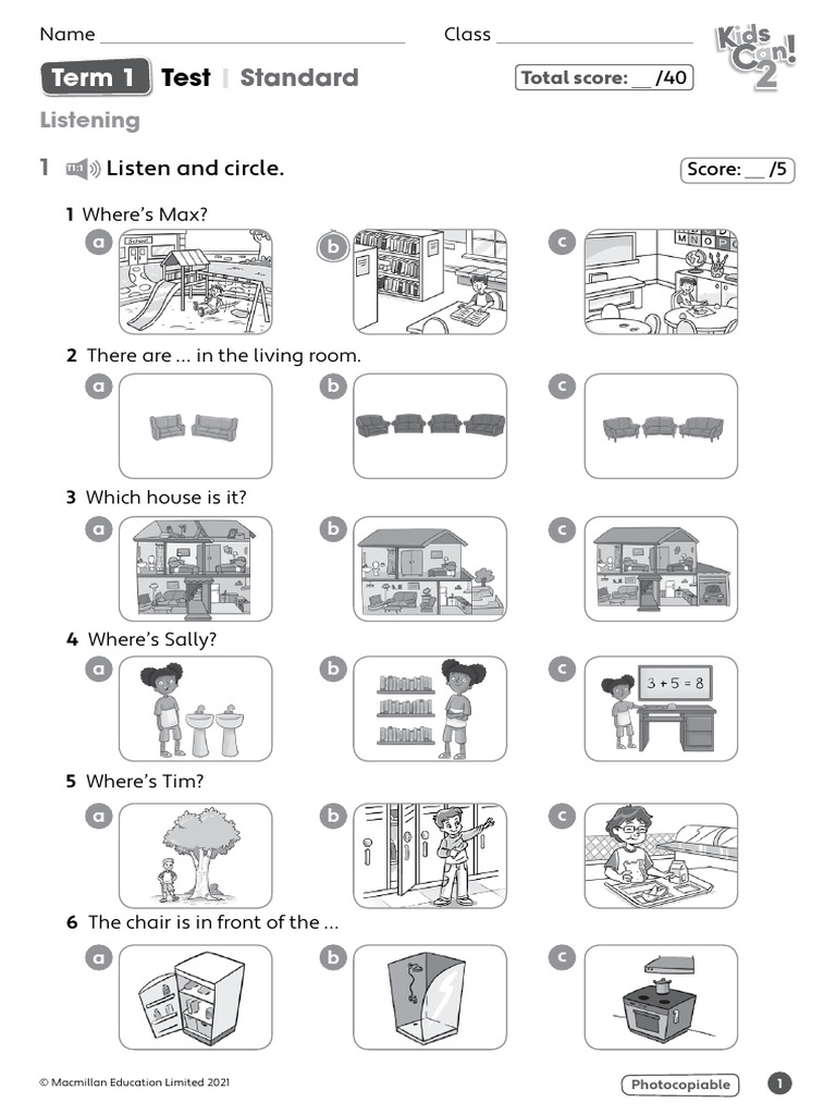 Kids Can 2 Unit 1 Test PDF | PDF